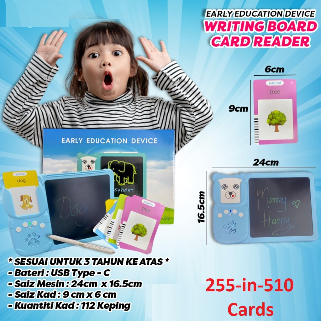 255 Talking Flash Cards & Writing Tablet 2-In-1, Kids Toddler Flash fo