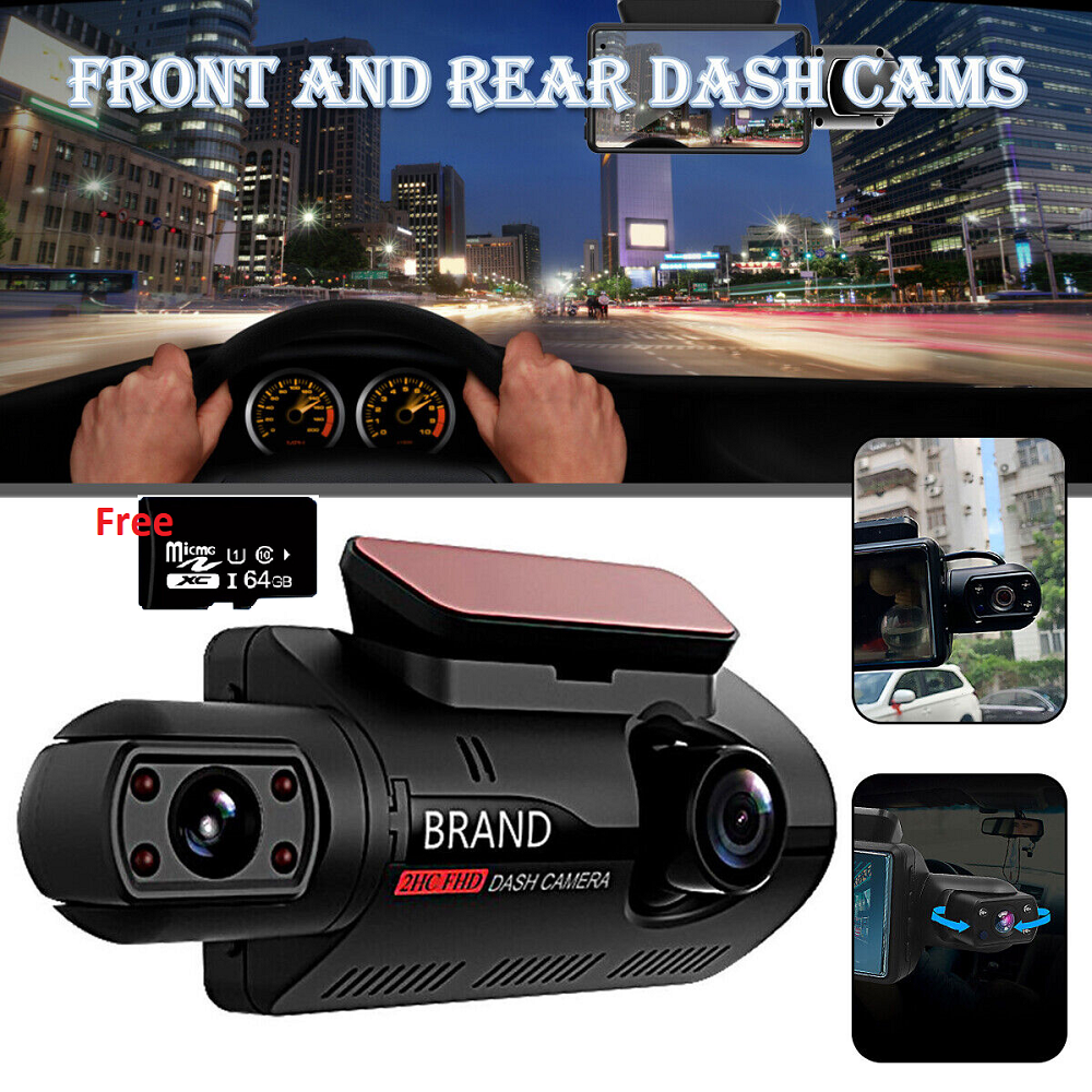 Front & Inside 3-inch Car DVR Dual Lens Dash Cam, Loop-Recording Car C